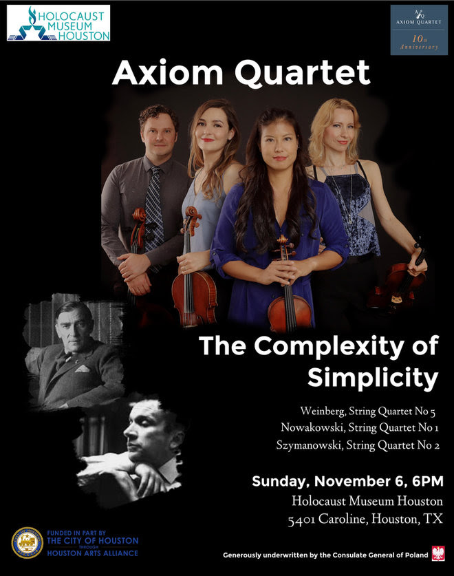 Forum Polonia Houston » Dominika Dancewicz and Axiom Quartet at the Holocaust Museum
